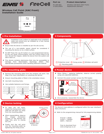 EMS FireCell Call Point Installation Guide | Manualzz