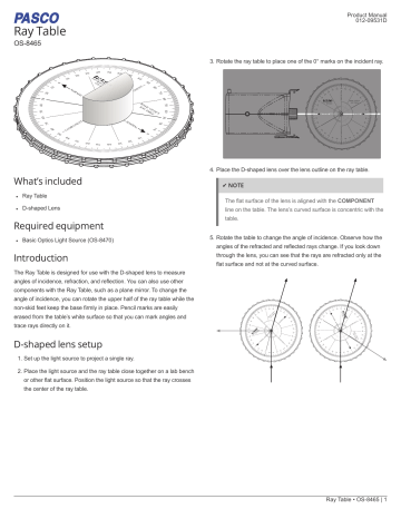 Pasco OS-8465 Basic Optics Ray Table Owner's Manual | Manualzz