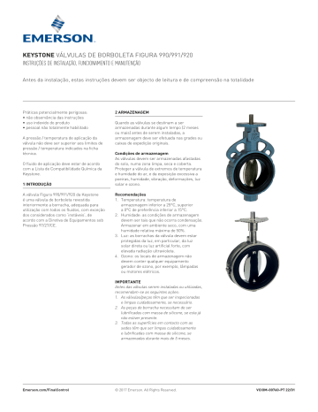 Keystone Butterfly Valve F990/991 IOM Manual do proprietário | Manualzz