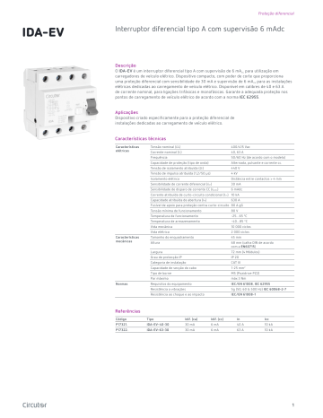 Circutor IDA-EV Type A RCCB Ficha de dados | Manualzz