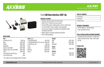 Axxess AX-FD1 Installation Instructions | Manualzz