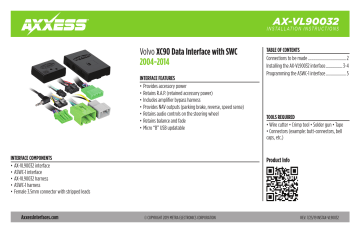 Axxess AX-VL90032 Installation Instructions | Manualzz