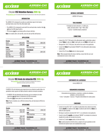Axxess AXRSEH-CH1 Installation Instructions | Manualzz