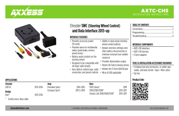 Axxess AXTC-CH5 Installation Instructions | Manualzz