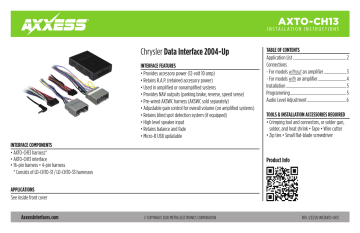 Axxess AXTO-CH13 Installation Instructions | Manualzz