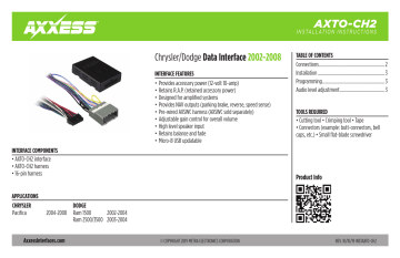 Axxess AXTO-CH2 Installation Instructions | Manualzz