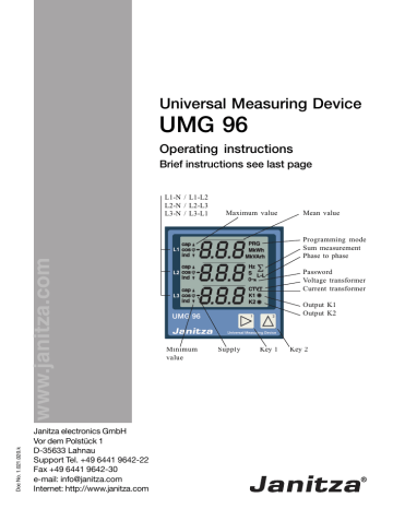 Janitza UMG 96 / UMG 96L Manual | Manualzz