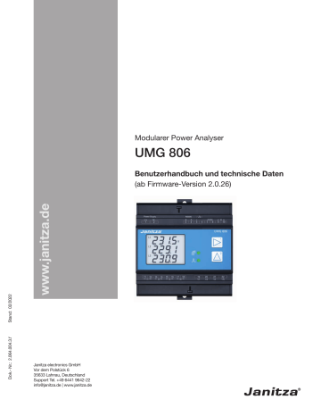 janitza UMG 806 und Module Benutzerhandbuch | Manualzz