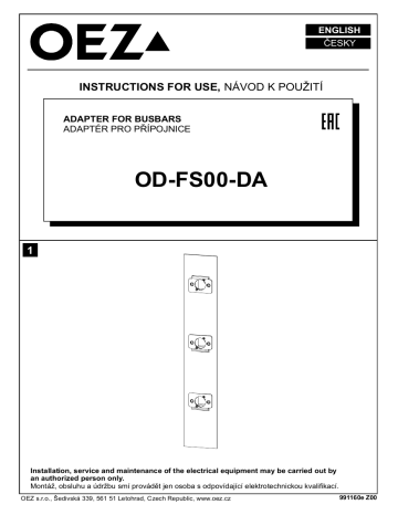 OEZ OD-FS00-DA Adapter for busbar system Mode d'emploi | Manualzz
