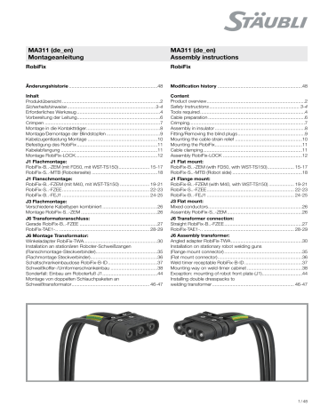 Staubli MA311 - RobiFix Primary circuit connector RobiFix User Manual ...
