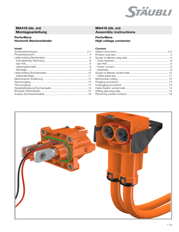 Staubli MA416 - PerforMore High voltage connector PerforMore User ...