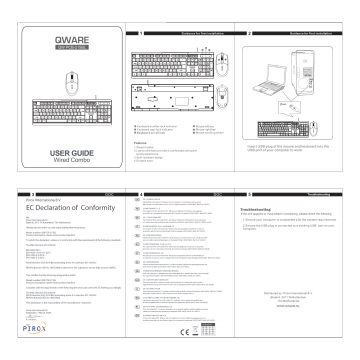 Qware QW PCB-215BL Hamilton wired combo keyboard + mouse Owner's Manual ...