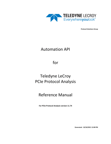 Lecroy PCIe Automation API Protocol Analyzer Manual | Manualzz