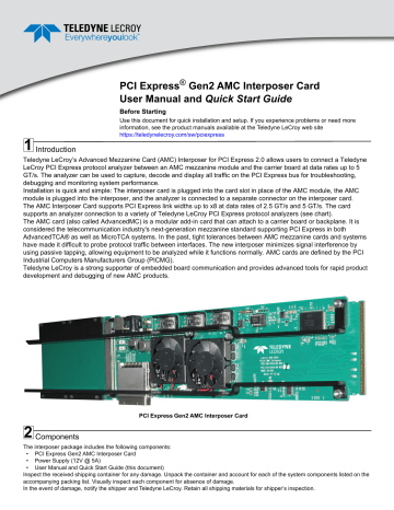 Lecroy PCIe Gen2 AMC Interposer Protocol Analyzer Quick Start | Manualzz