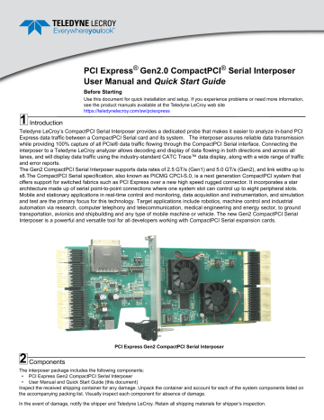 Lecroy PCIe Gen2 CompactPCI Serial Interposer Protocol Analyzer Quick Start | Manualzz