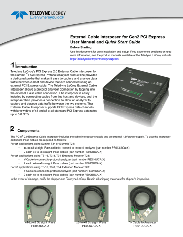 Lecroy PCIe Gen2 External Cable Interposer Protocol Analyzer Quick Start | Manualzz