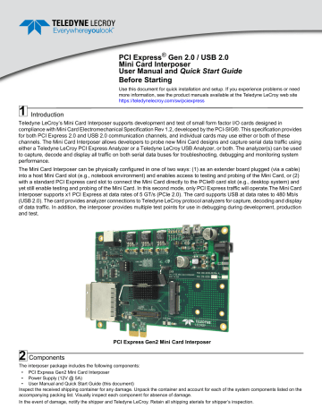 Lecroy PCIe Gen2 MiniCard Interposer Protocol Analyzer Quick Start | Manualzz