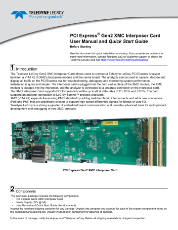 Lecroy PCIe Gen2 XMC Interposer Protocol Analyzer Quick Start | Manualzz
