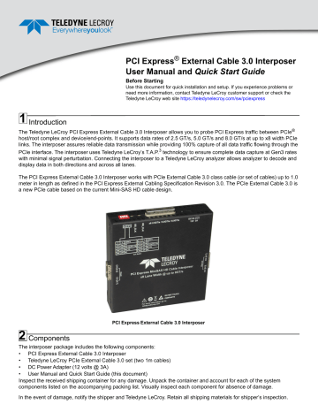 Lecroy PCIe Gen3 External Cable Interposer Protocol Analyzer Quick Start | Manualzz