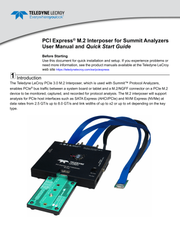 Lecroy PCIe Gen3 M.2 Interposer Protocol Analyzer Quick Start | Manualzz