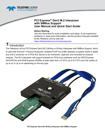 Lecroy PCIe Gen3 M.2 M-Key Interposer Protocol Analyzer Quick Start | Manualzz