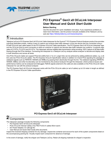 Lecroy PCIe Gen3 OCuLink Interposer Protocol Analyzer Quick Start | Manualzz