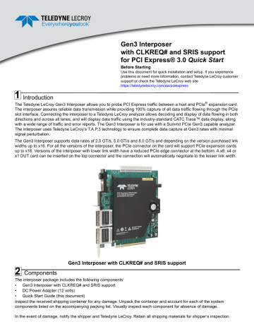 Lecroy PCIe Gen3 Slot Interposer Protocol Analyzer Quick Start | Manualzz