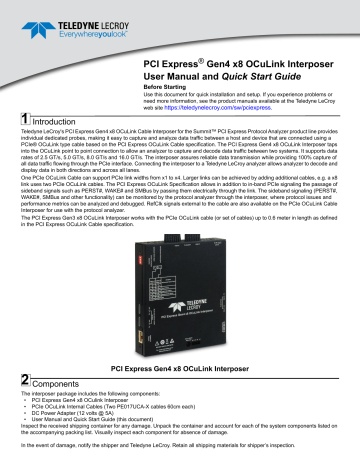 Lecroy PCIe Gen4 OCuLink Interposer Protocol Analyzer Quick Start | Manualzz