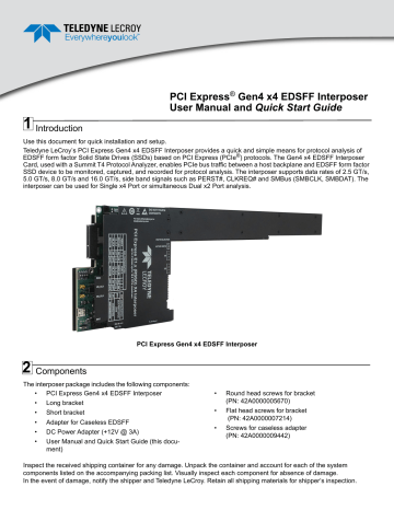 Lecroy PCIe Gen4 x4 EDSFF Interposer Protocol Analyzer Quick Start | Manualzz