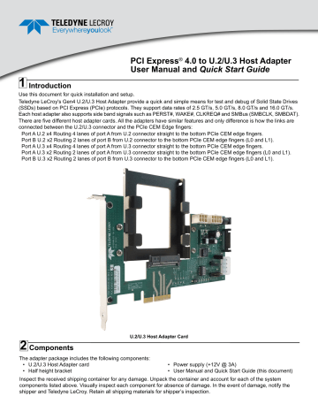Lecroy PCIe Gen4 x4 U2/U3 Host Adapter Protocol Analyzer Quick Start | Manualzz