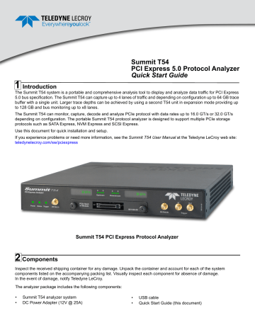 Lecroy PCIe Gen5 Summit T54 Protocol Analyzer Quick Start | Manualzz