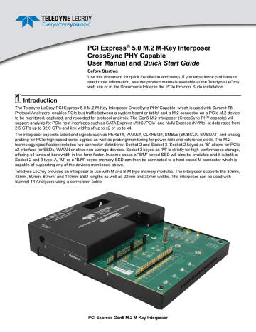 Lecroy PCIe Gen5 x4 M.2 M-Key Interposer Protocol Analyzer Quick Start Guide | Manualzz