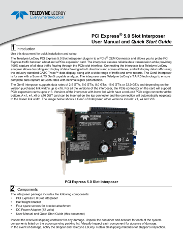 Lecroy PCIe Gen5x8 Interposer Protocol Analyzer Quick Start Guide | Manualzz