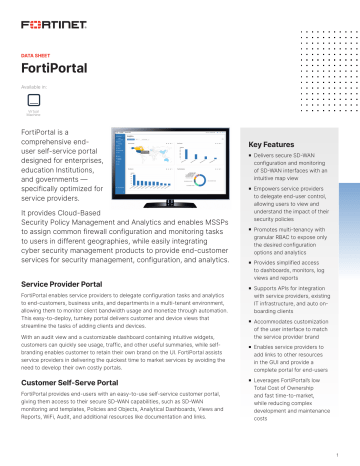 Fortinet FortiPortal Data Sheet | Manualzz