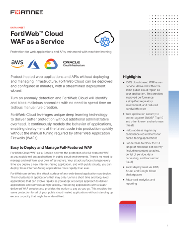 Fortinet Web Application Firewall (WAF) Data Sheet | Manualzz