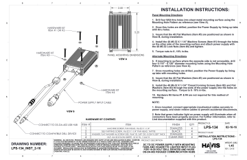 Havis LPS-134 Power Supply Installation Instructions | Manualzz