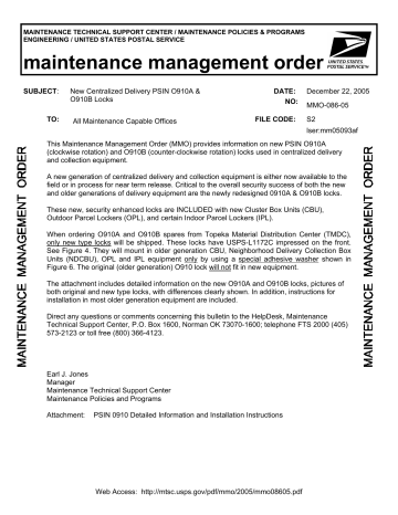 CompX USPS-L-1172C MMO Instructions | Manualzz