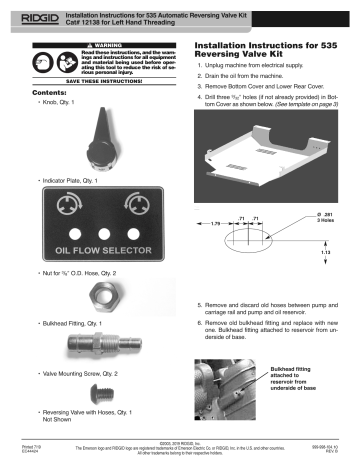 RIDGID Fileteuse automatique modèle 535A Instruction Sheet | Manualzz