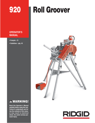 RIDGID 920 Roll Groover Manuel utilisateur | Manualzz