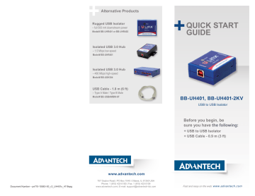 Advantech BB-UH401-2KV USB 2.0 2 kV Isolator Quick Start Guide | Manualzz