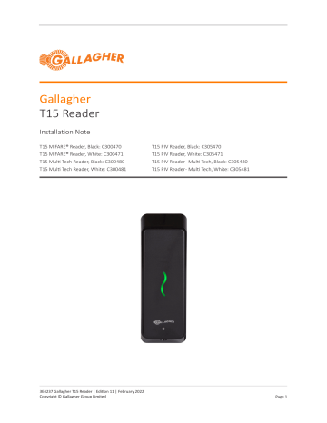 GALLAGHER T15 Access Control Reader Installation Guide | Manualzz