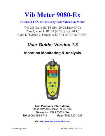 TPI 9080-Ex Intrinsically Safe Vibration Analyzer User Guide | Manualzz