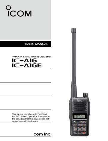 ICOM IC-A16 VHF Air Band Transceivers Instruction manual | Manualzz