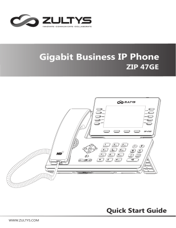 ZULTYS ZIP 47GE Gigabit Business IP Phone User Guide | Manualzz