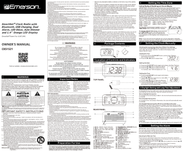 Emerson CKS1521 Smartset Clock Radio Owner’s Manual | Manualzz