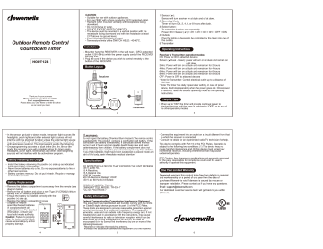 dewenwils HODT12B Outdoor Remote Control Countdown Timer Instruction ...