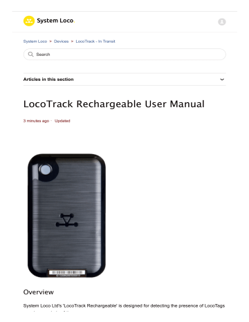 System Loco TR-H4-3 LocoTrack Rechargeable User Manual | Manualzz