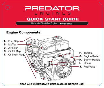 Predator 69730 Horizontal Shaft Gas Engine User Guide | Manualzz