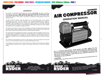 RIDGE RYDER Air Compressor Instruction manual | Manualzz