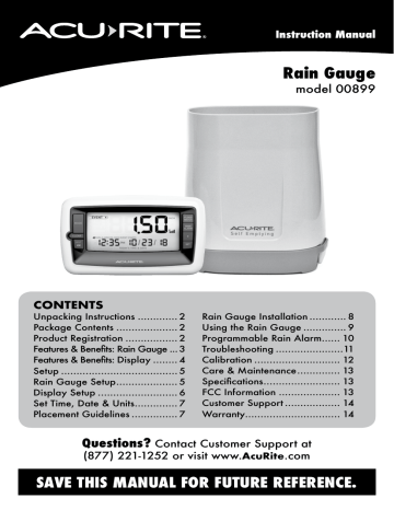 ACU-RITE Rain Gauge 00899 Instruction manual | Manualzz